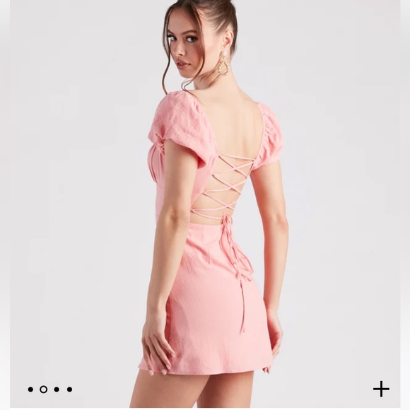 Windsor | Dresses | Windsor Puff Sleeve Lace Up Mini Dress | Poshmark